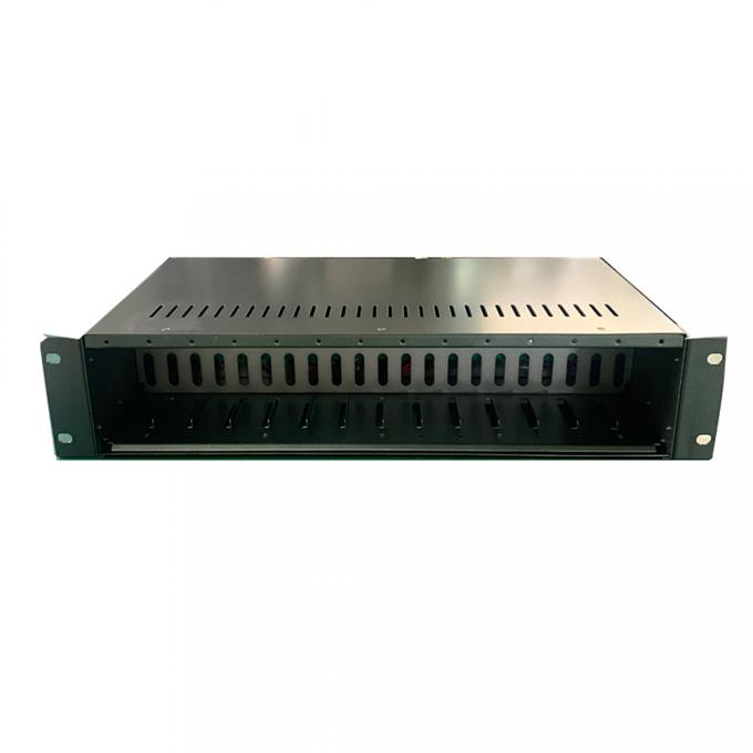 14 Slot Media Converter Rack Chassis 19 Inch 2U Dual AC220V For Fiber ...