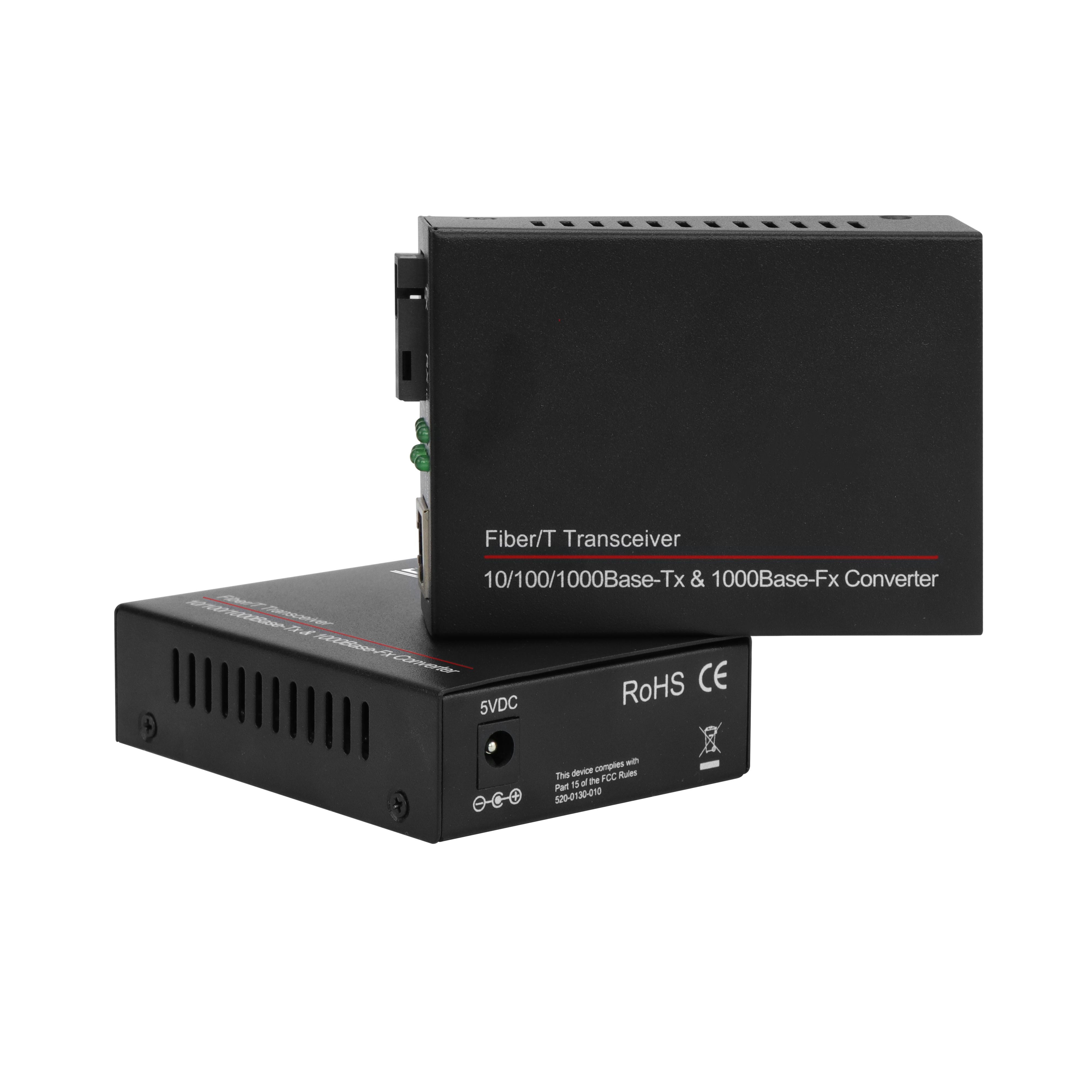 Mini Single Core 100/1000M Unmanaged Media Converter Single Mode Black