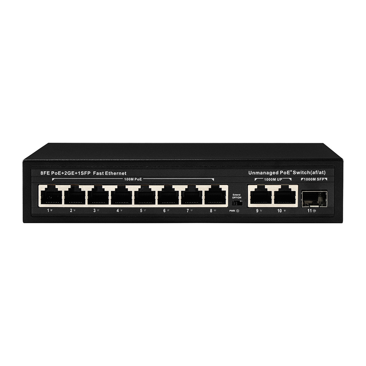 11 Port 100M Unmanaged Ethernet Switch With 8 Port AI 25 Meter PoE 120W ...