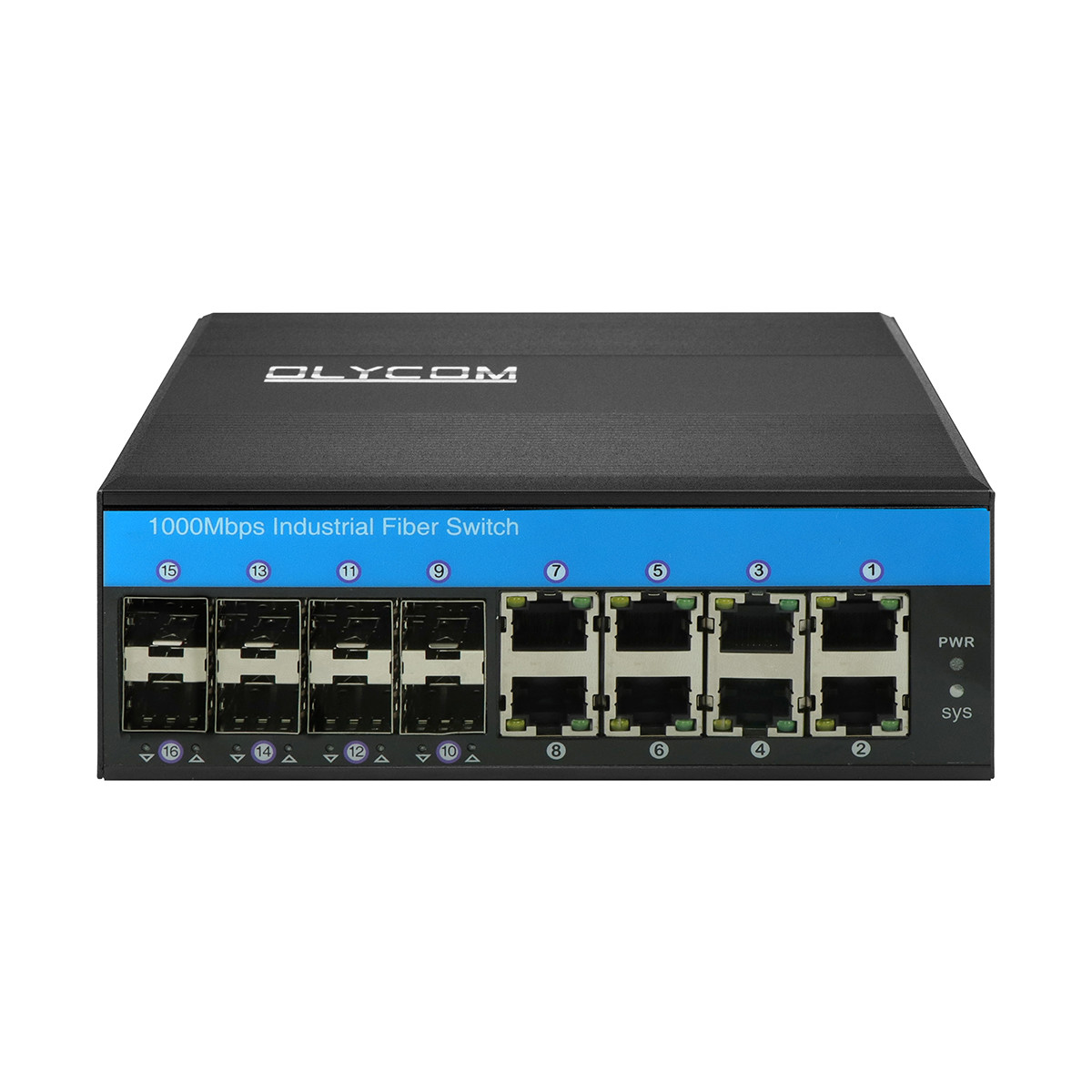 8/12/16 Port Gigabit Industrial Fiber Switch 10/100 / 1000mbps Managed ...