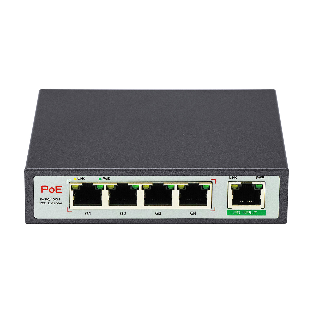 4 Port Gigabit PoE Extender Commercial Grade 60W PD Uplink For PoE IP ...