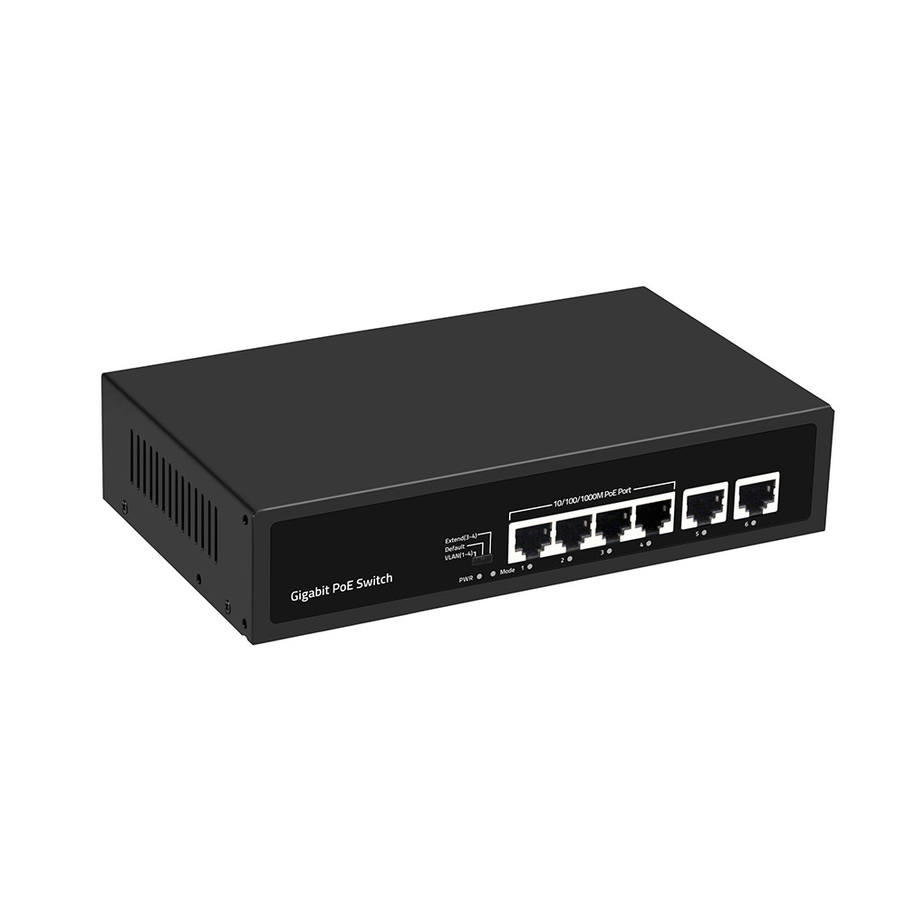 Gigabit PoE Switch 6 Port Ethernet 250 Meter Extension VLAN 60W Power ...