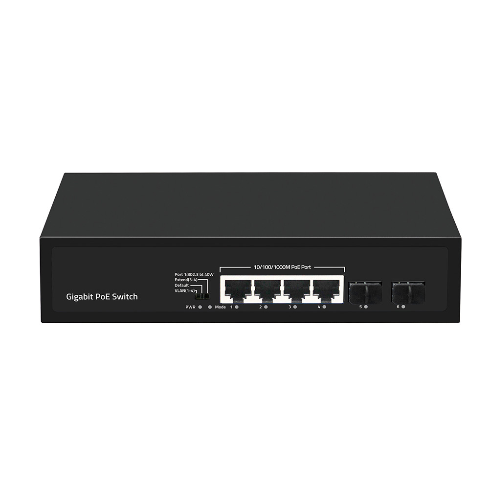 4 Port Gigabit SFP Fiber PoE Switch 60W Budget With VLAN 250-Meter ...