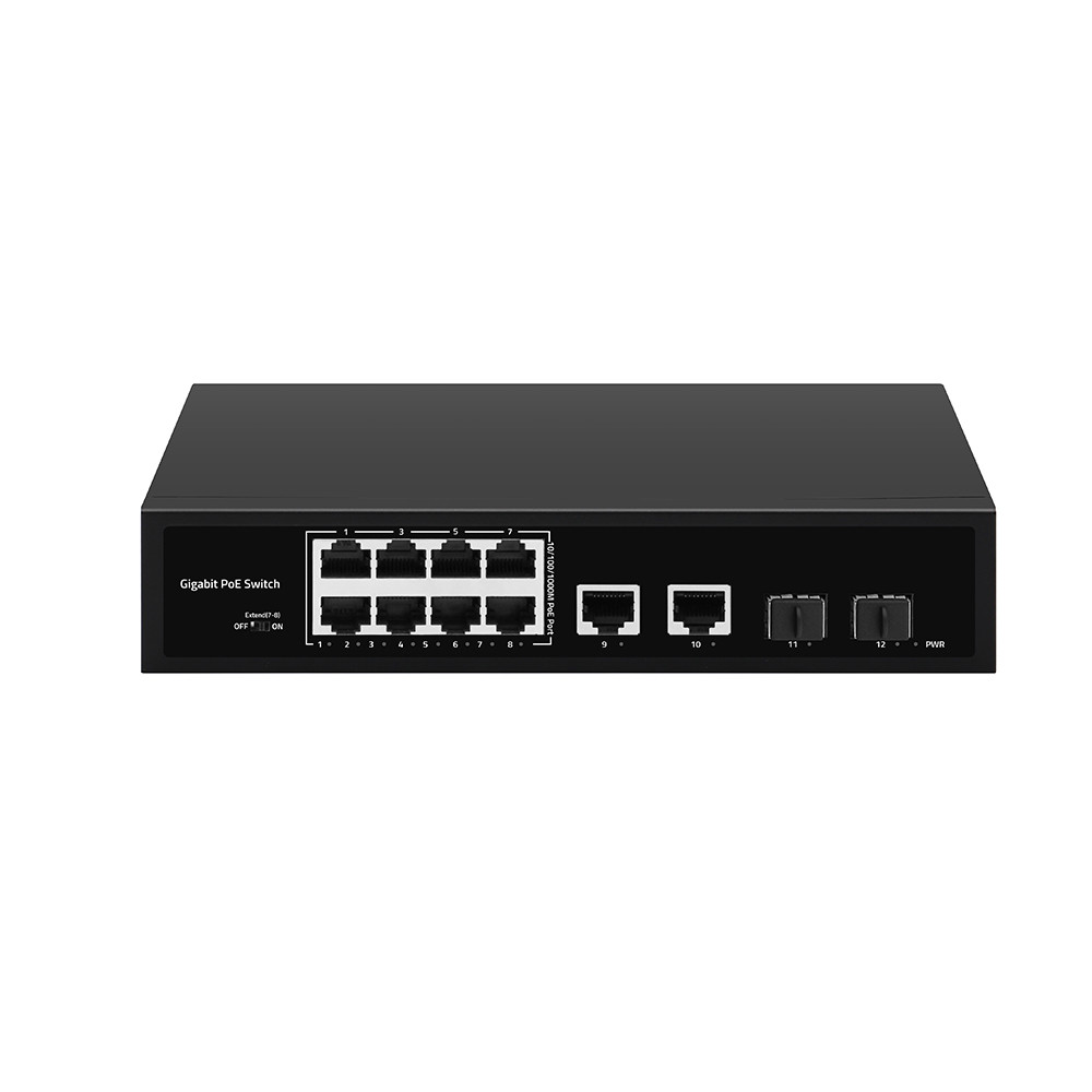 8 Port PoE Fiber Switch Gigabit Unmanaged 120W Budget 250-Meter PoE ...