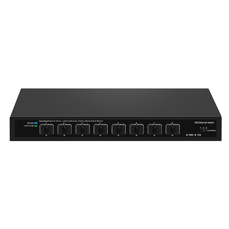 8 Port 10G Fiber Switch 1G 2.5G Compliant Unmanaged DC12V Input Realtek Based