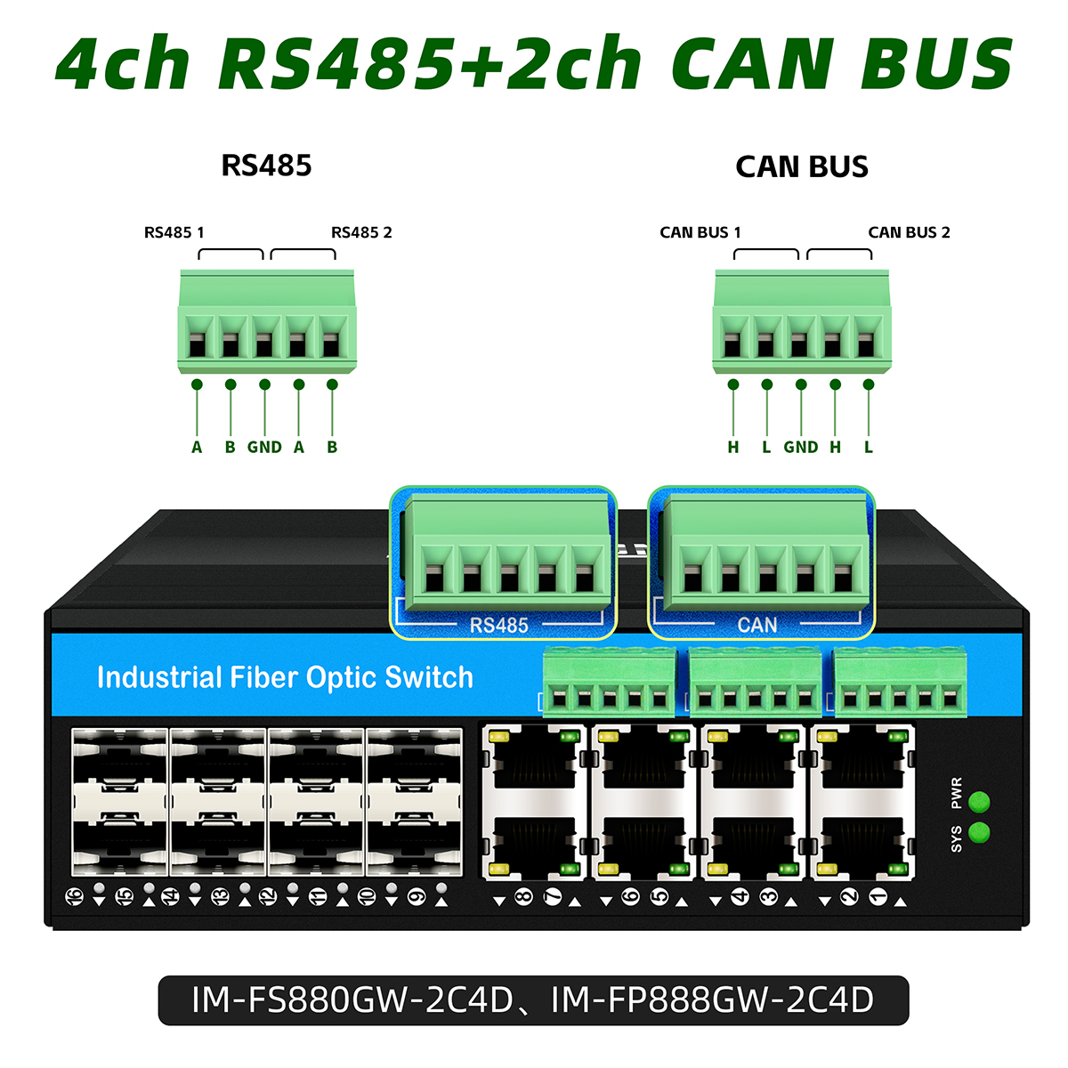 Managed Industrial Fiber Switch With CAN Bus RS485 6 Port Harsh Use ...