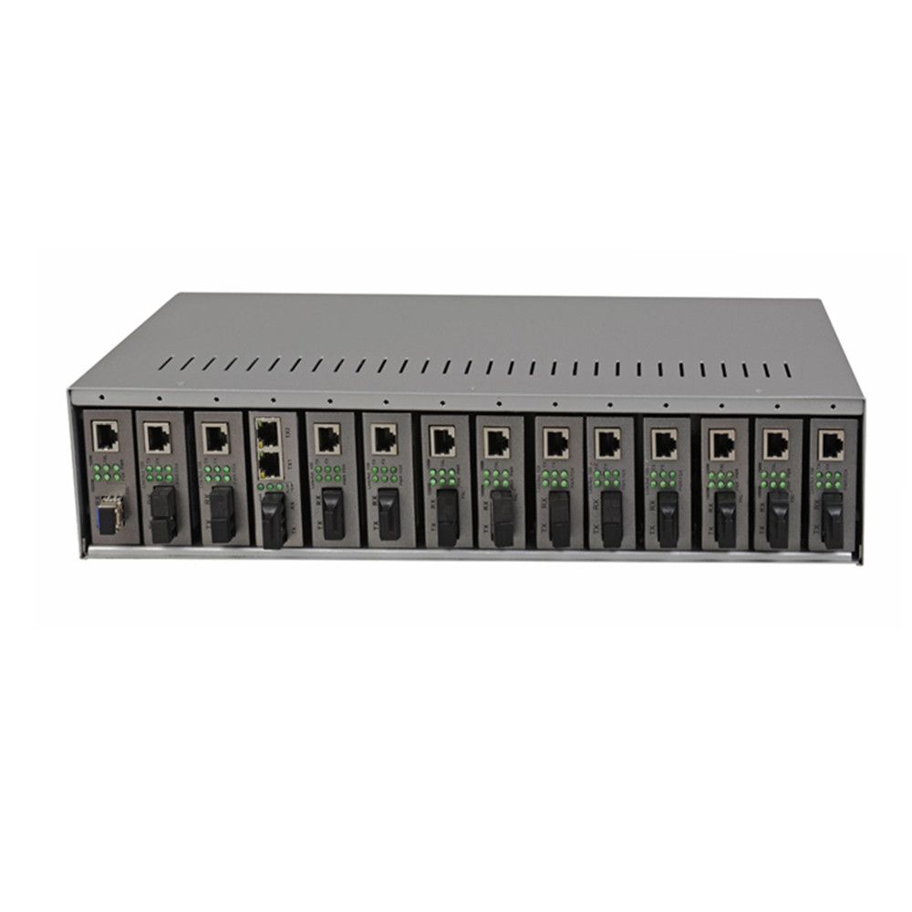 14 Slot Media Converter Rack Chassis 19 Inch 2U Dual AC220V For Fiber ...