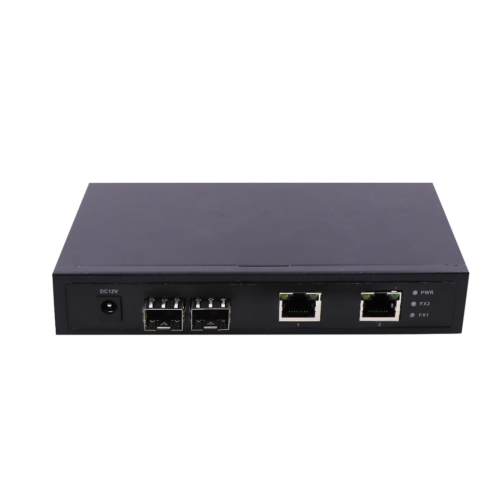 Auto MDI/MDIX Gigabit Fiber Switch , 2 RJ45 Fiber Optic Managed Switch ...